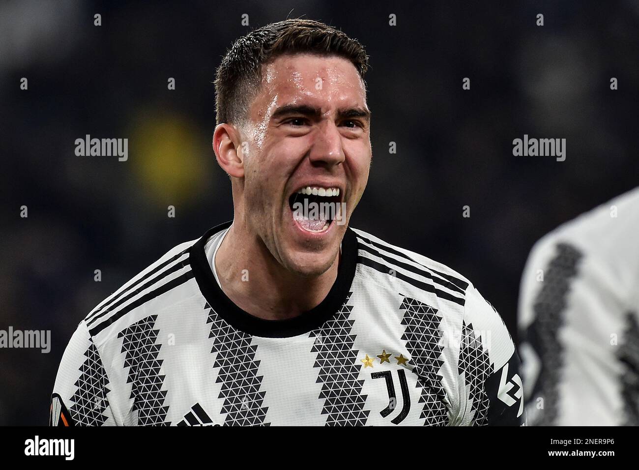 Torino Italy 16th Feb 2023 Dusan Vlahovic Of Juventus Fc Celebrates