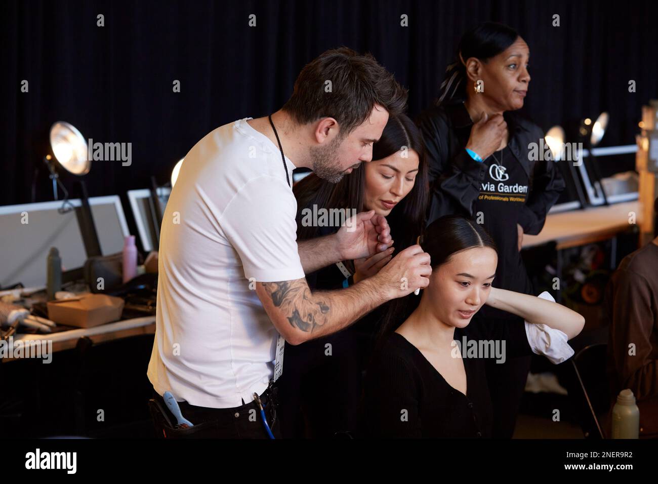 New York, NY, USA. 15th Feb, 2023. BOH models prepare for runway show ...
