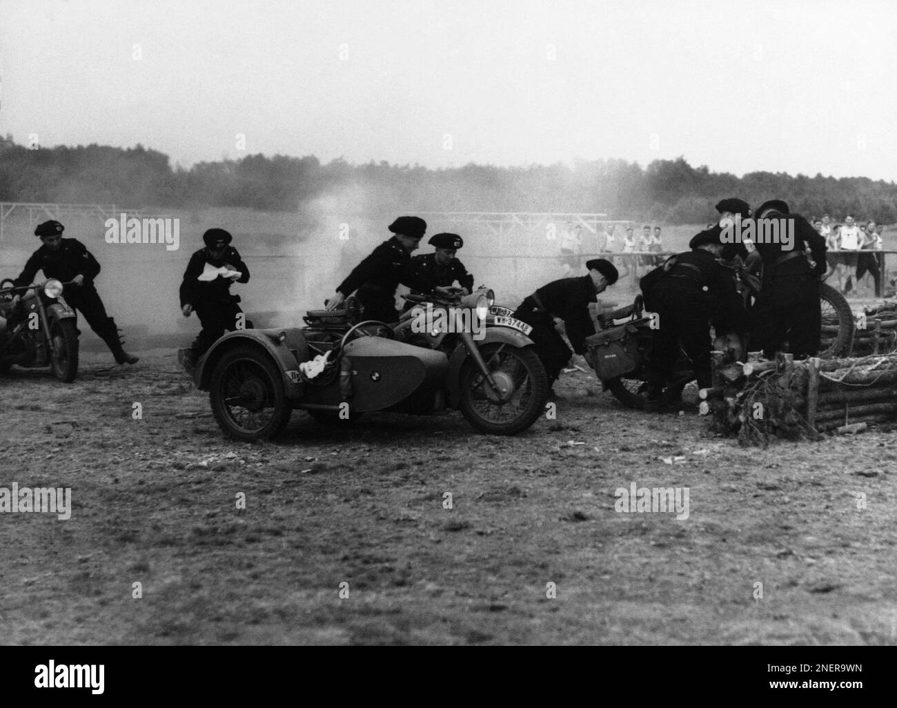 A detachment of motorcyclists of the tank unit of the German Army ...