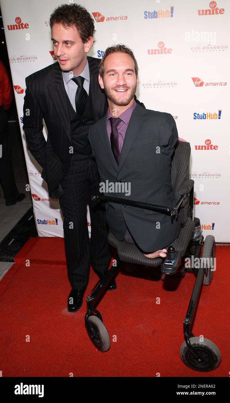 Aaron Vujicic and Nick Vujicic (L-R) attend the Rock the Kasbah event ...