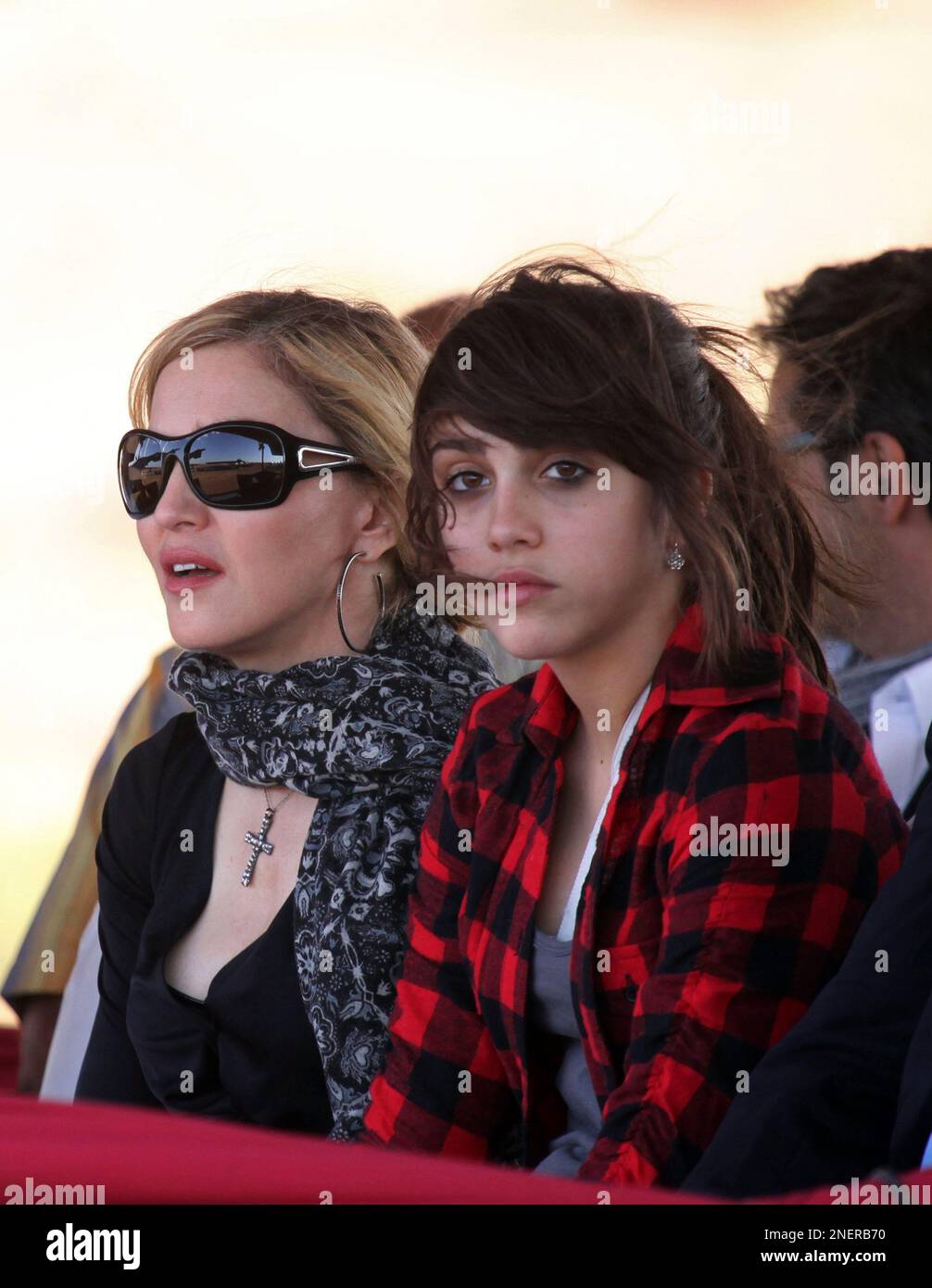 US pop star Madonna, left , and her daughter Loudes attend the ground ...