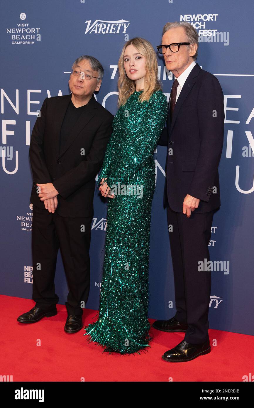 (left to right) Kazuo Ishiguro, Aimee Lou Wood and Bill Nighy attending ...