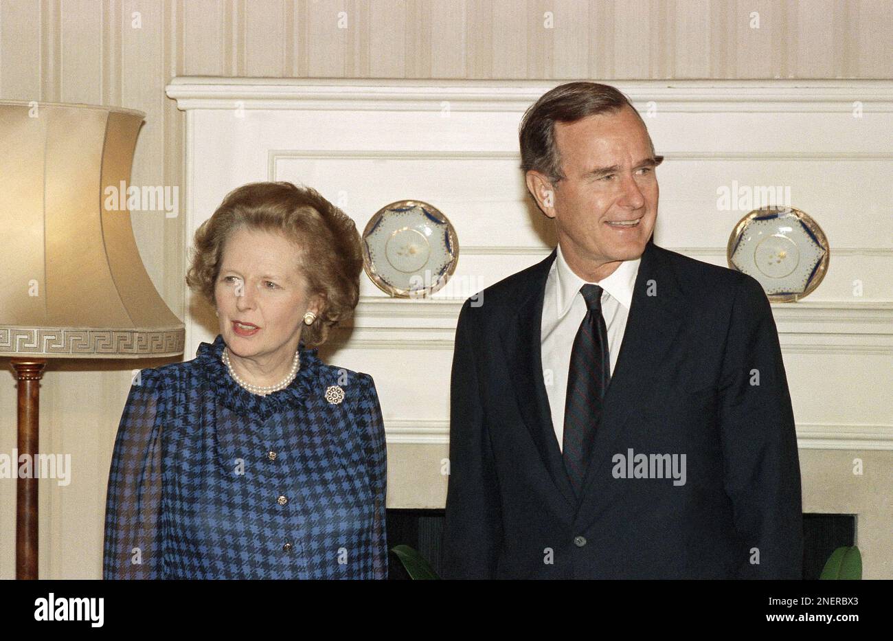 British Prime Minister Margaret Thatcher poses for photographers with ...