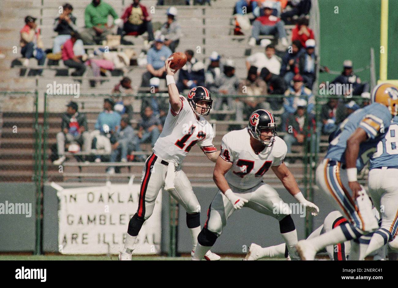 Jim Kelly, football player quaterback for the Houston Gamblers, in ...