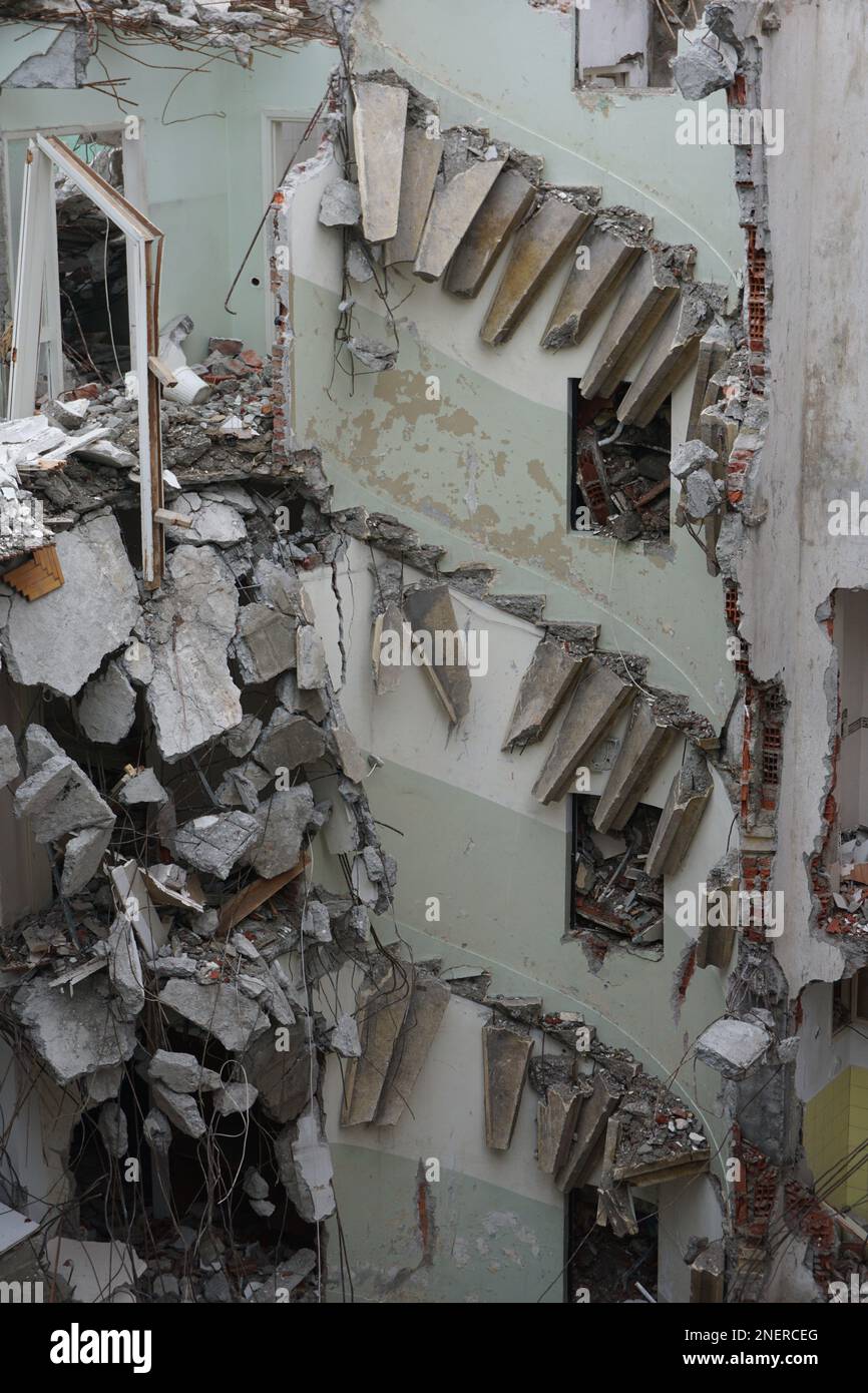 remnants of partially destroyed building, debris, demolition Stock ...