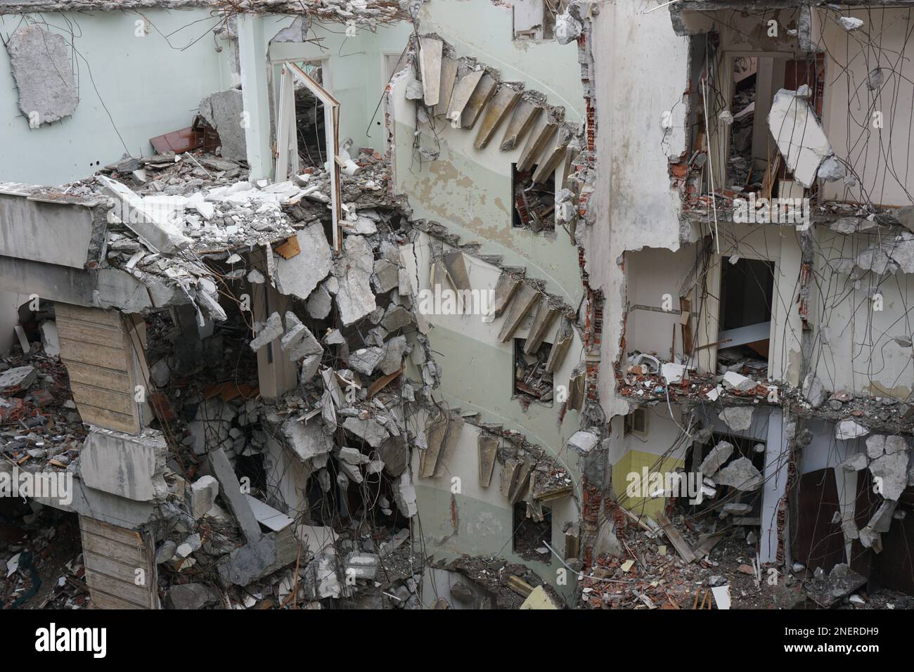 remnants of partially destroyed building, debris, demolition Stock ...