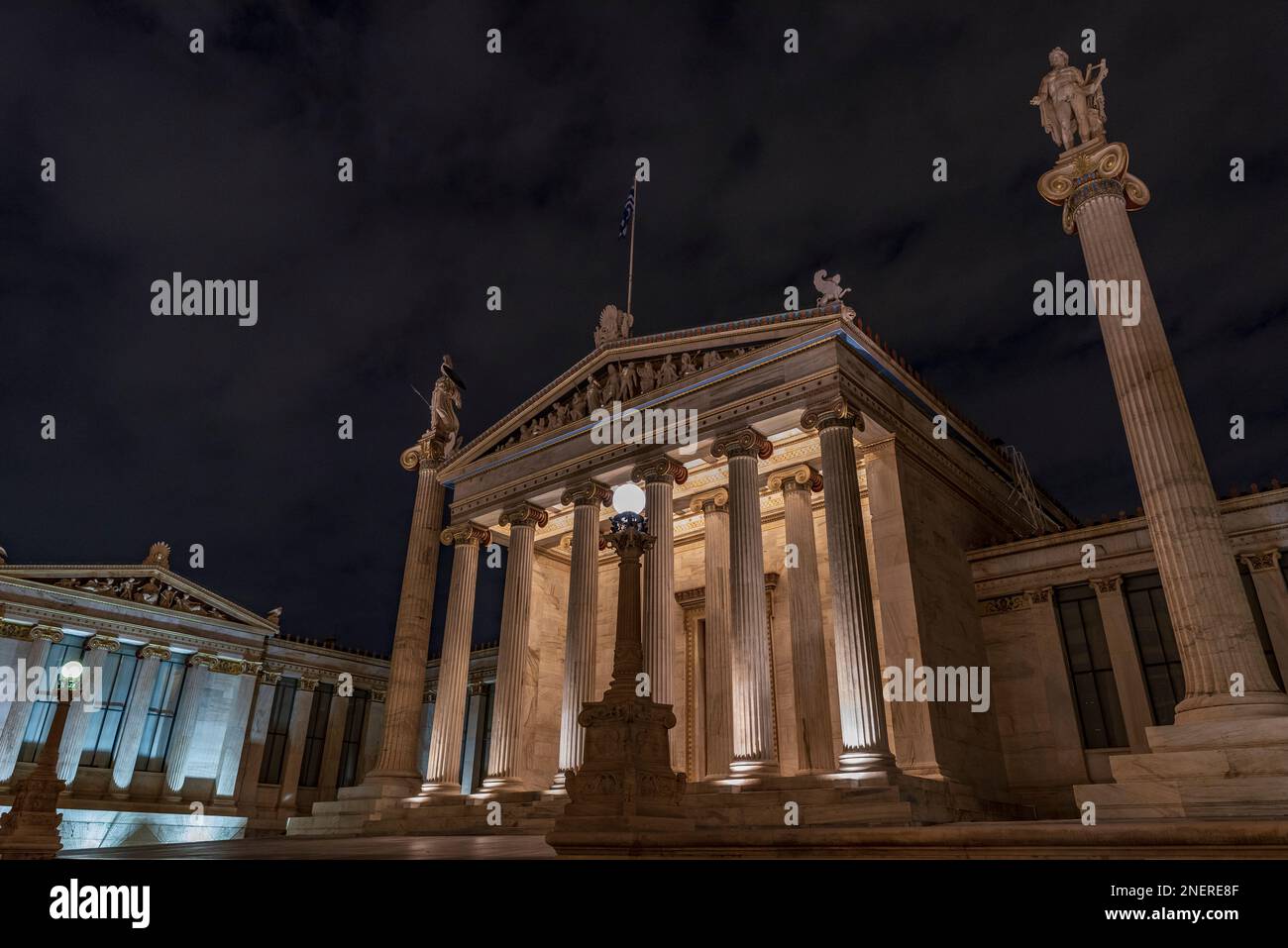 Academy of Athens at night Stock Photo - Alamy