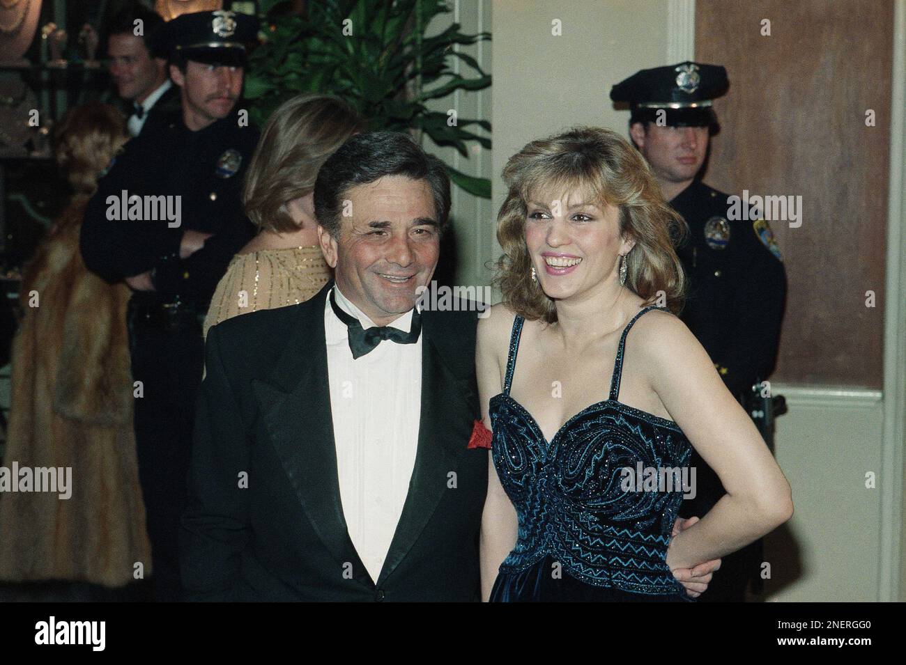 Peter Falk, arriving for the 42nd annual Golden Globes Awards with wife ...
