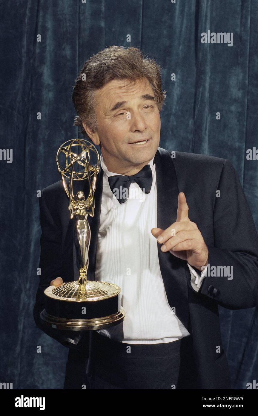 Peter Falk displays his Emmy Awards after being named lead actor for a ...