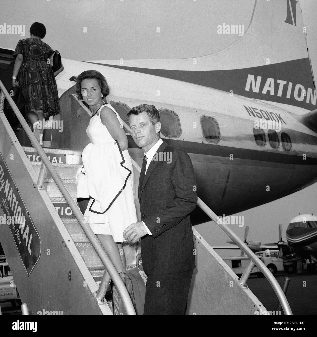 Attorney General Robert F. Kennedy and his wife Ethel, board plane for ...