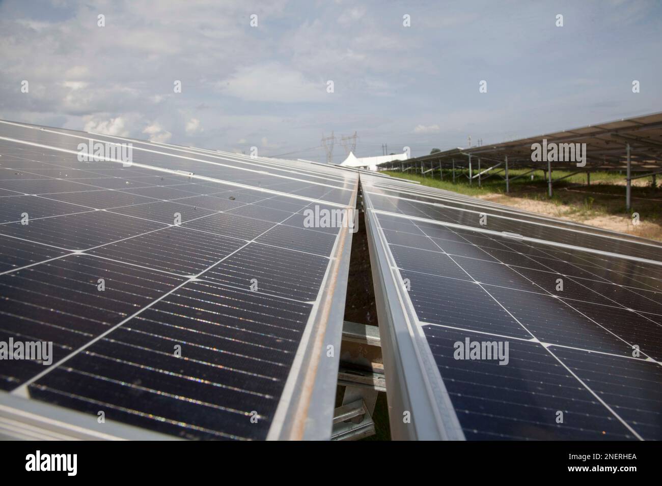 Kitwe, Zambia. 16th Feb, 2023. Photo taken on Feb. 15, 2023 shows solar ...