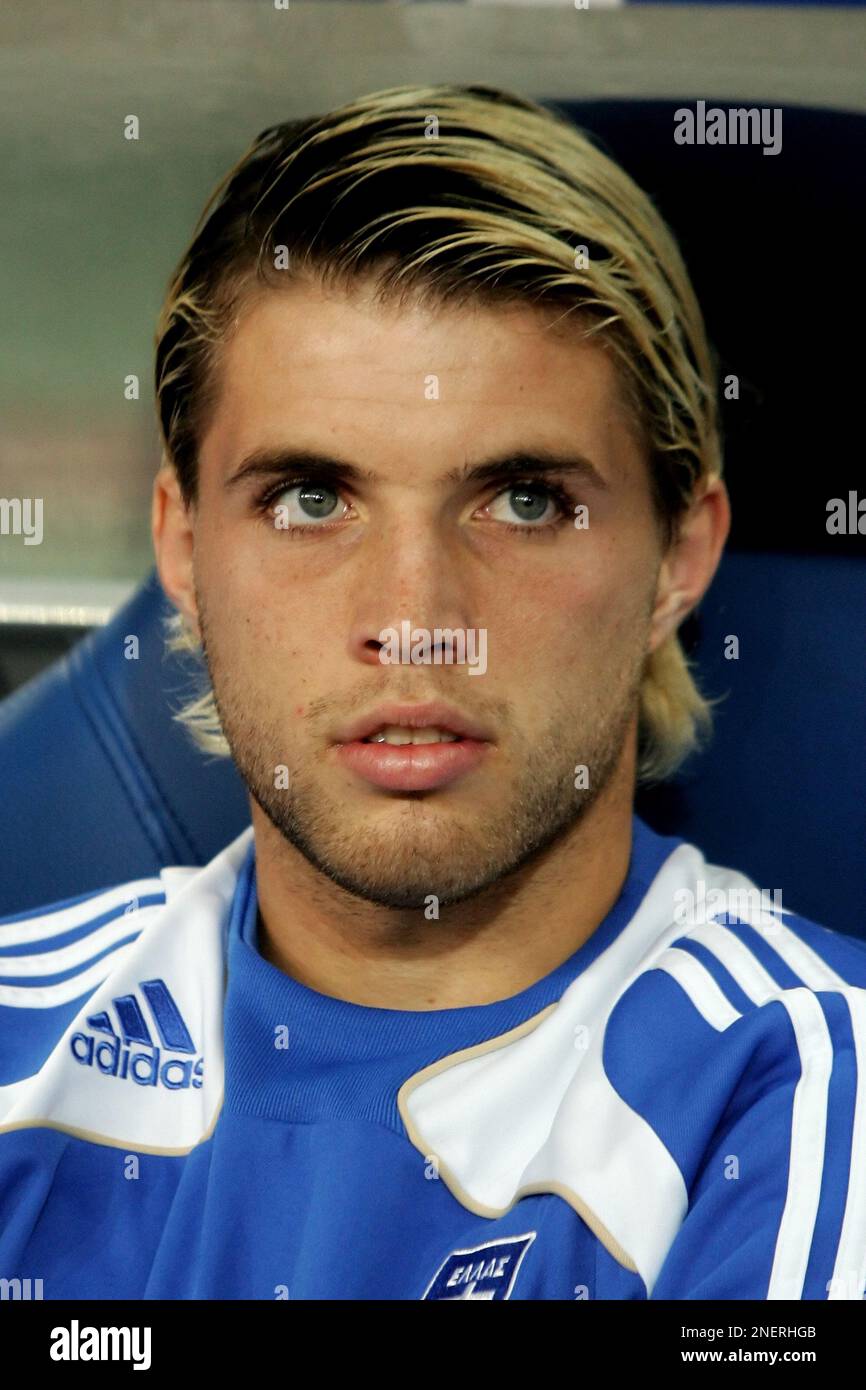 Vasileios Pliatsikas of Greece looks on before the start of a World Cup ...