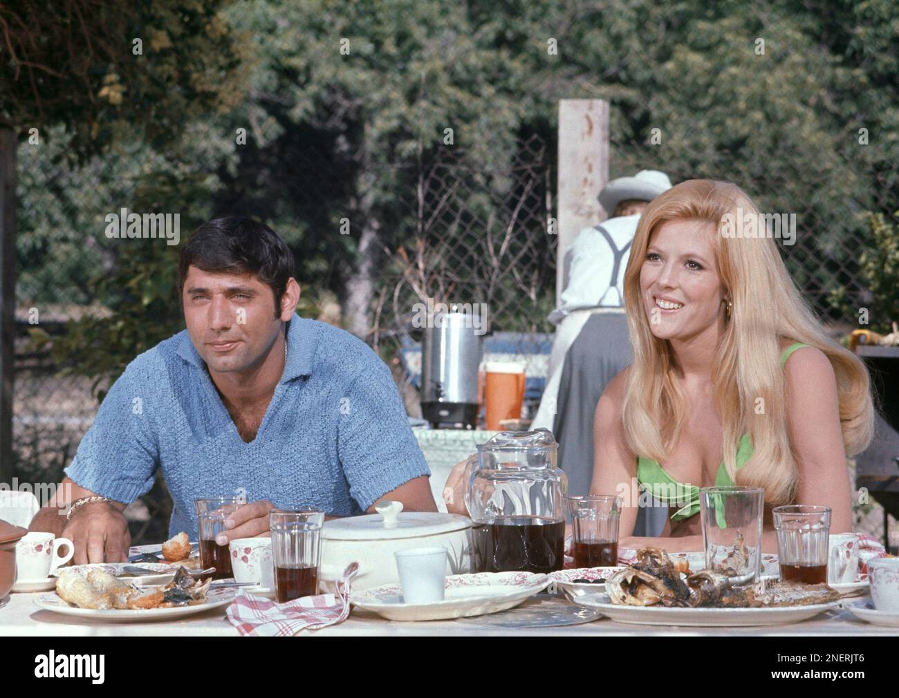 Football player Joe Namath is shown with a co-star of the film "Norwood ...