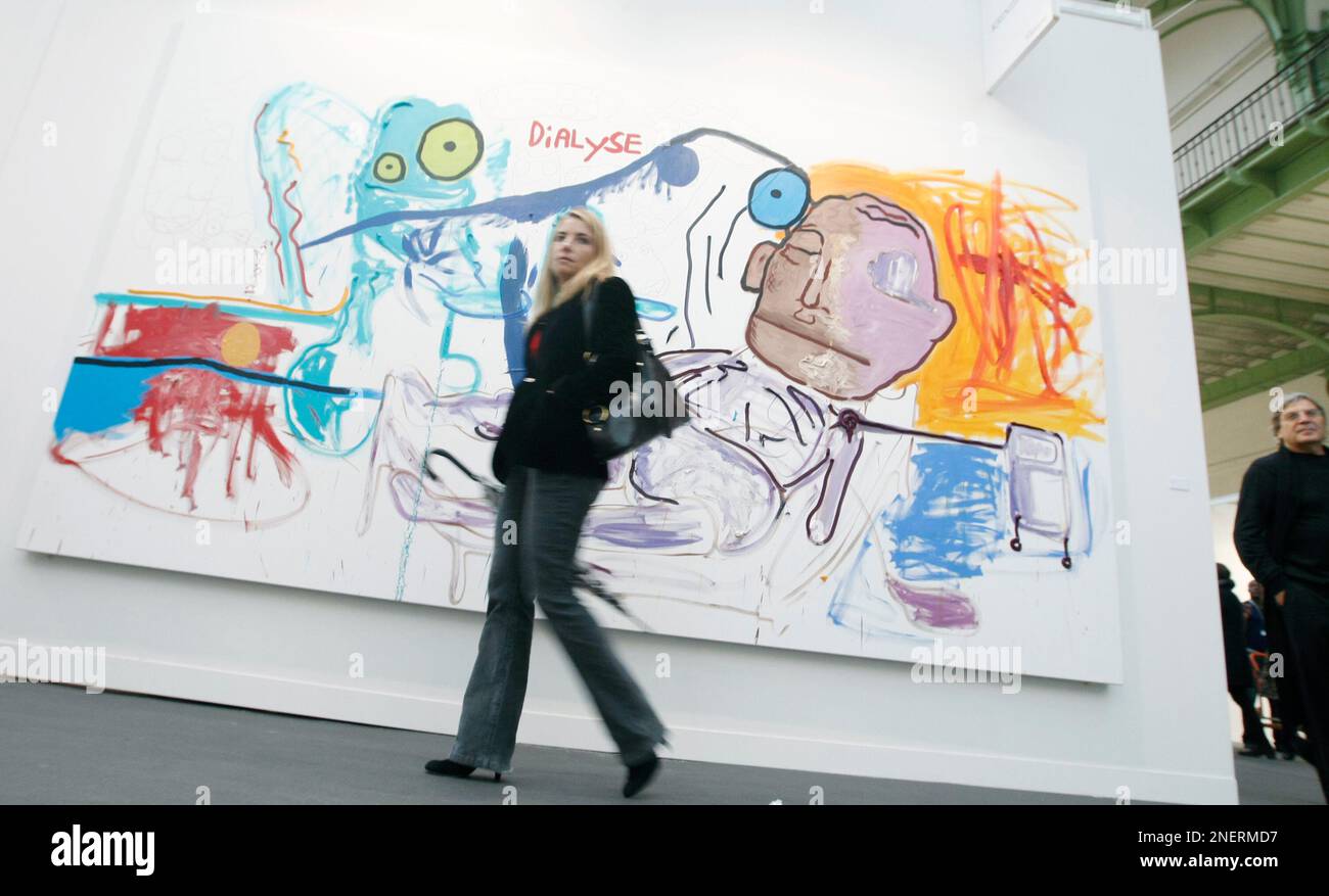 A woman walks in front of Australian artist Bjarne Melgaard's "Oil on ...