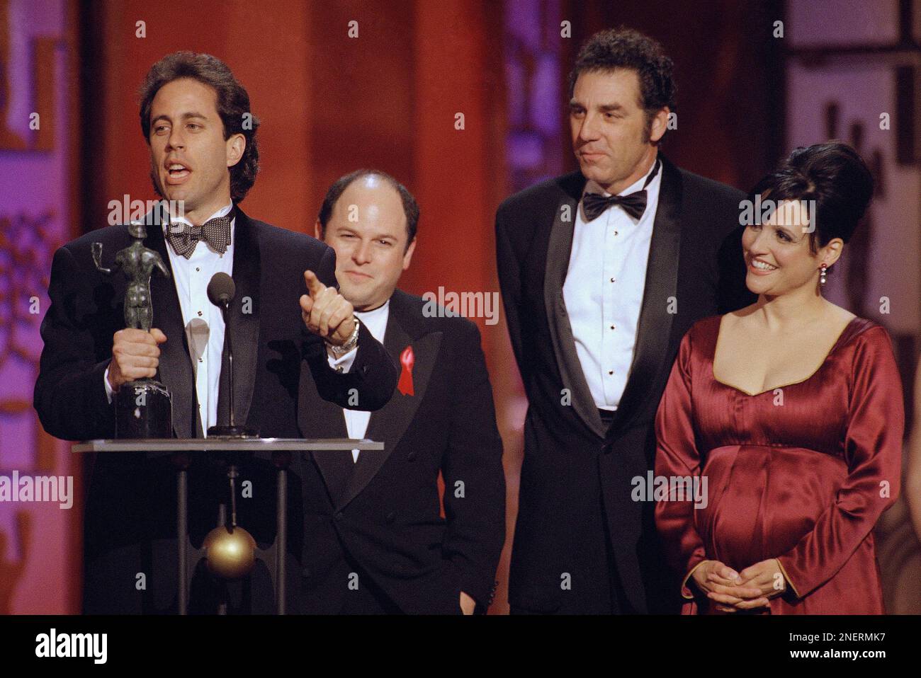 "Seinfeld" cast members, from left, Jerry Seinfeld, Jason Alexander ...