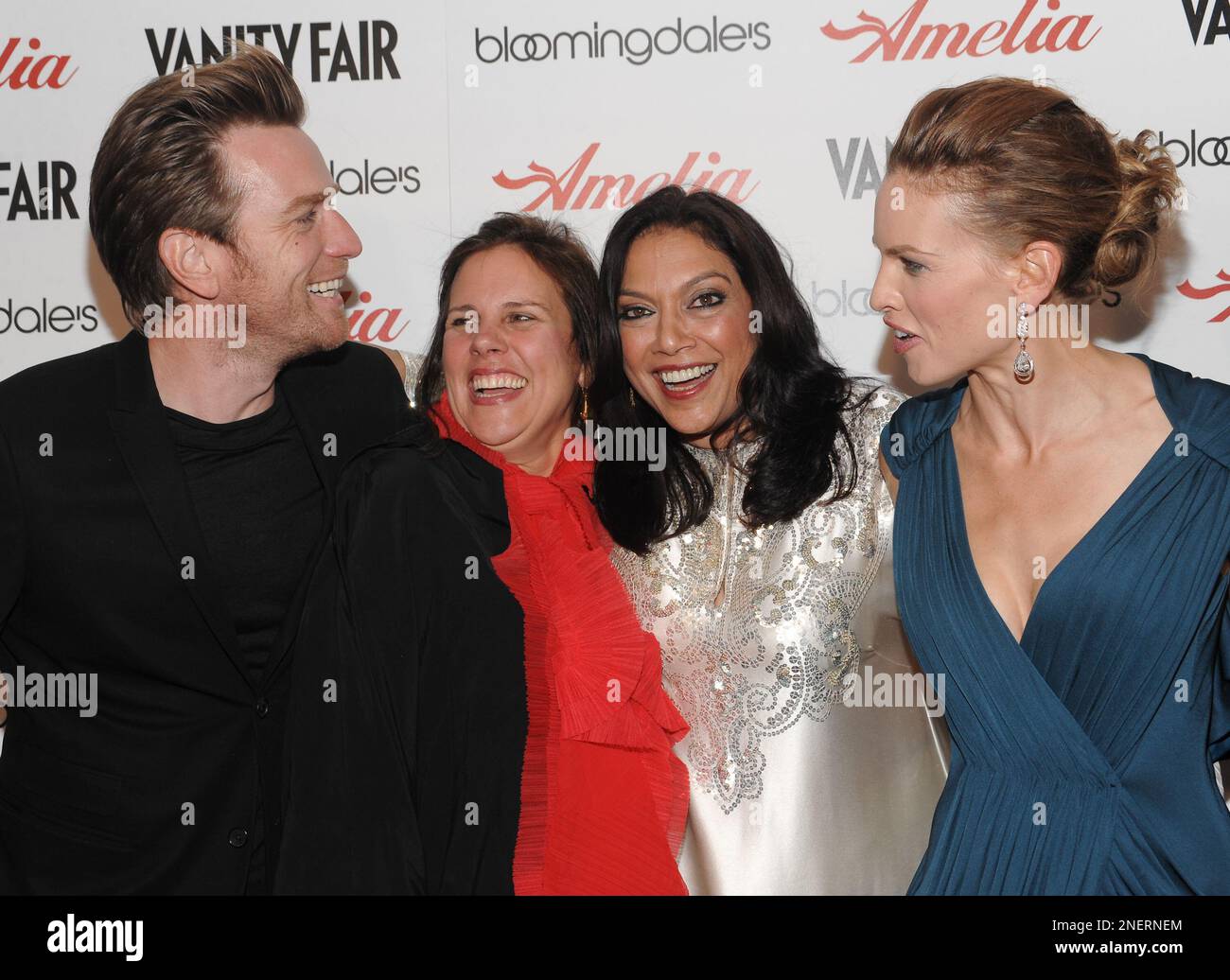 From left, actor Ewan McGregor, producer Lydia Pilcher, director Mira ...
