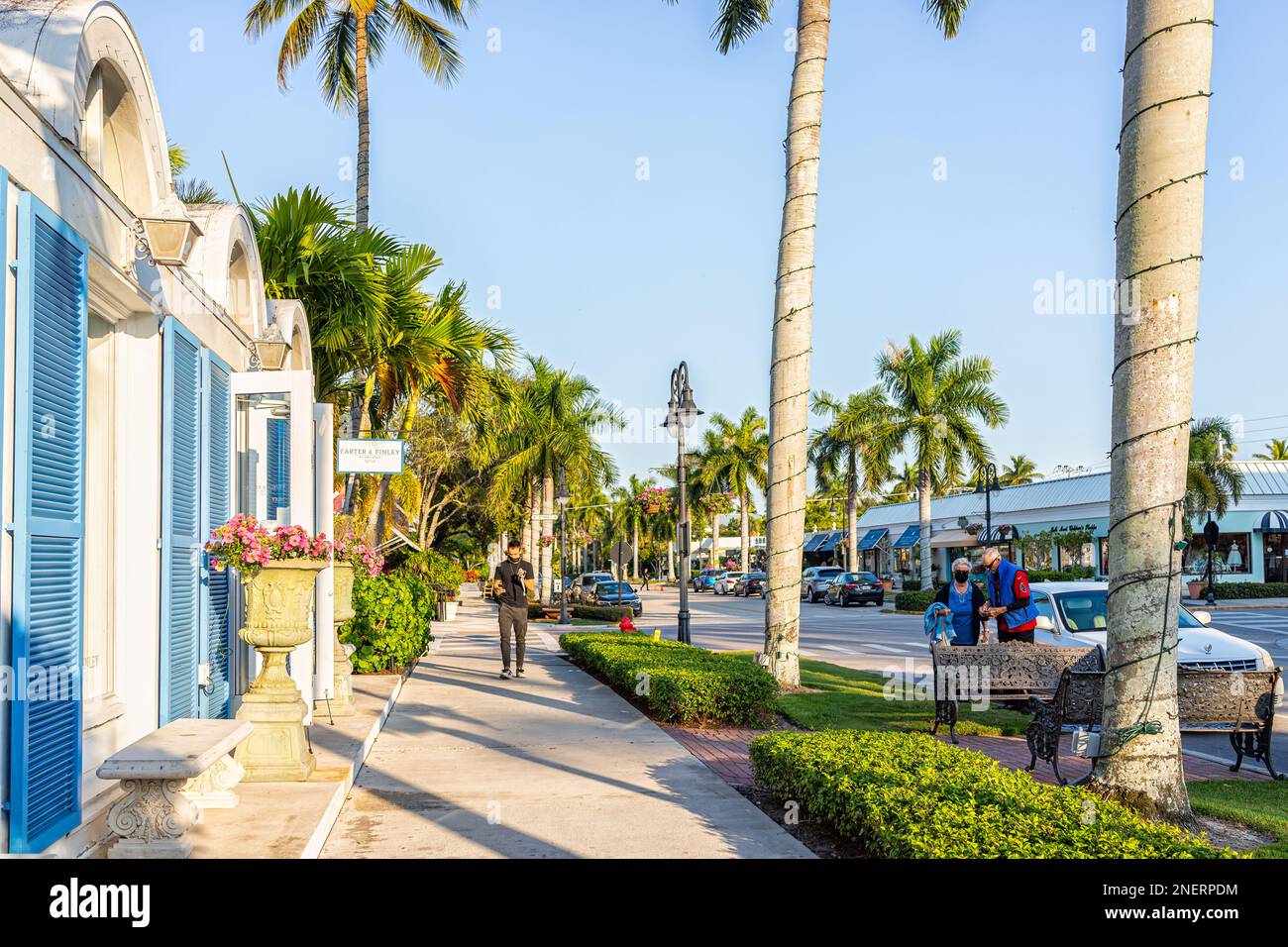 Naples, USA - January 29, 2021: Old town Naples, Florida downtown ...