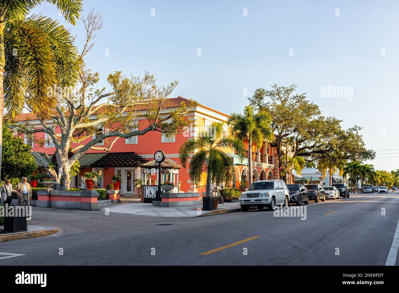 Naples, USA - January 29, 2021: Old town Naples, Florida downtown ...