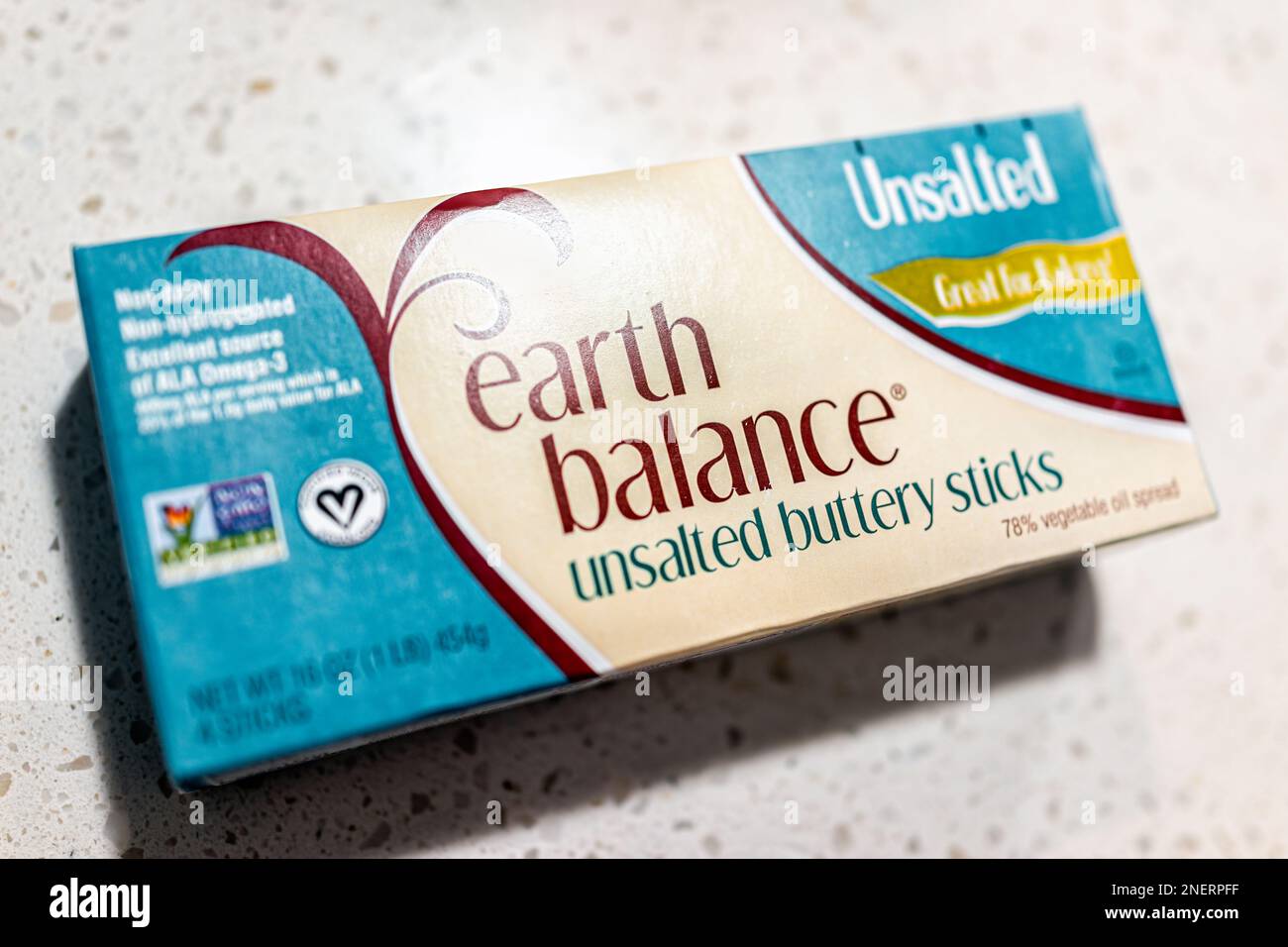 Naples, USA - November 2, 2021: Closeup of Earth Balance unsalted ...