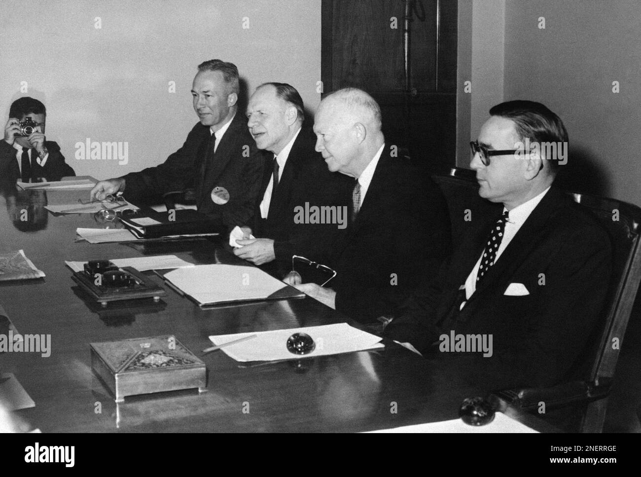 President Dwight Eisenhower and his American team begin talks with ...