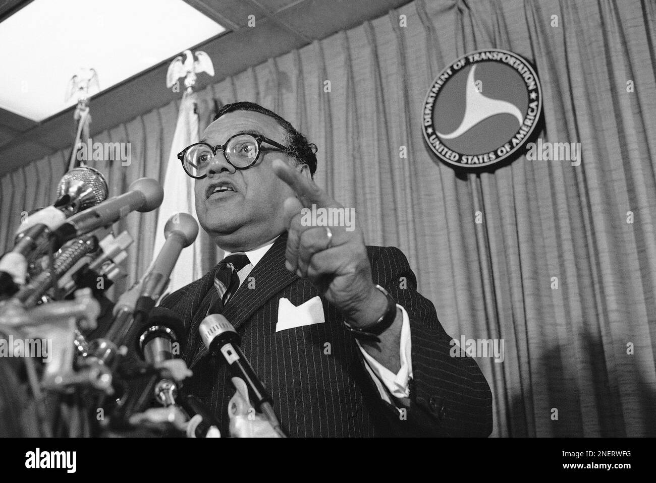 Transportation Secretary William Coleman Jr., tells newsmen in ...