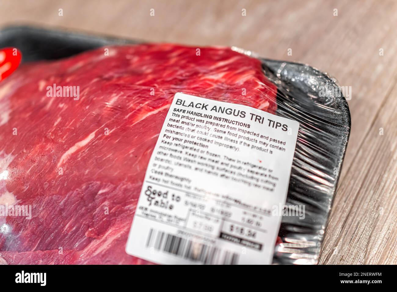 Naples, USA - May 14, 2022: Label sign closeup of packaged raw beef ...