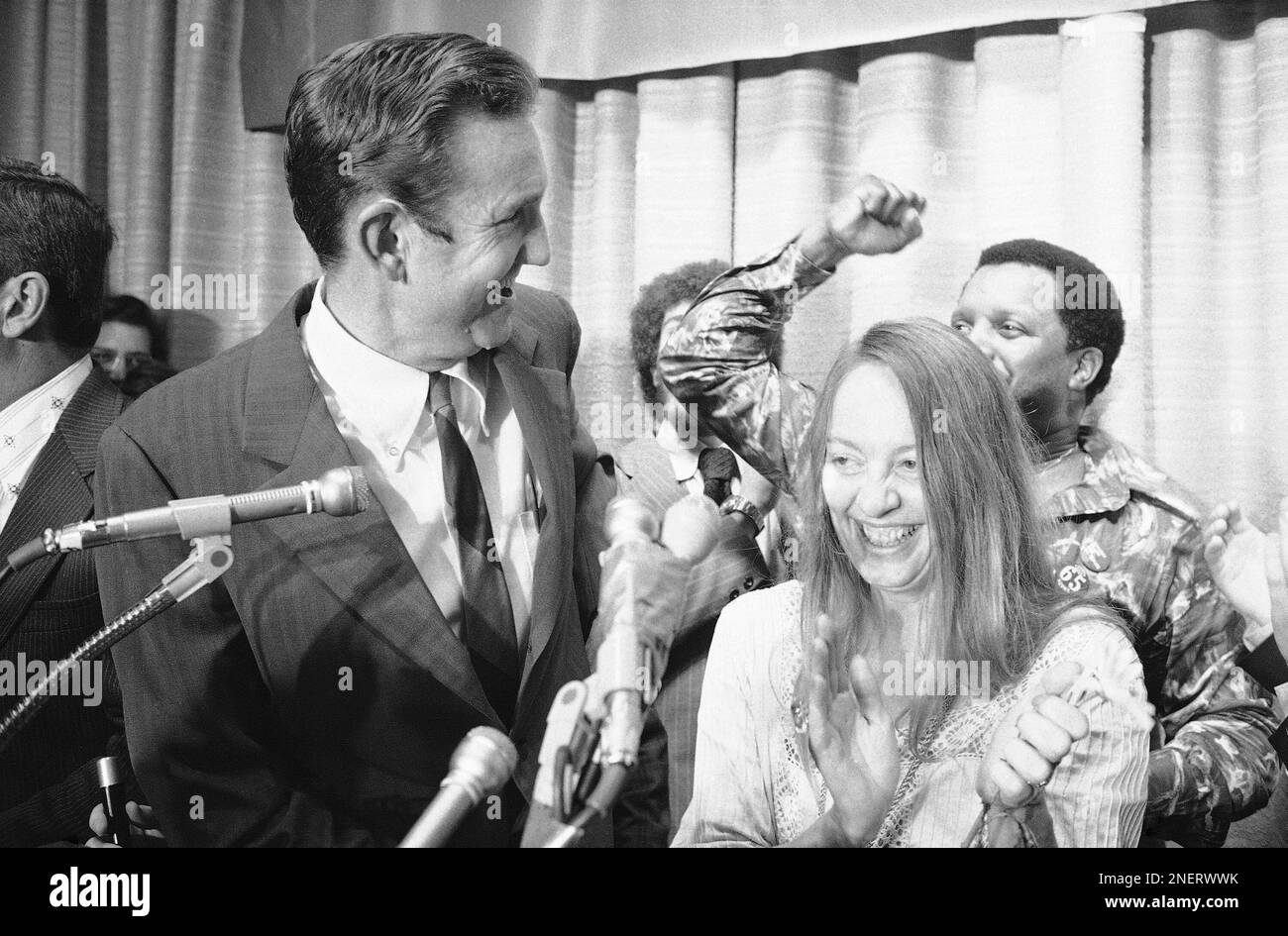 Former U.S. Atty. Gen. Ramsey Clark and his wife show exuberance on ...