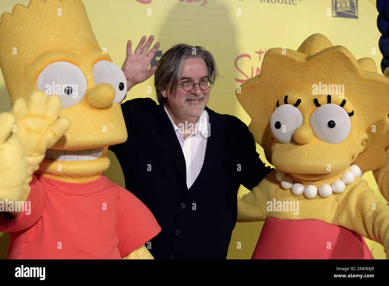 Bart Simpson, Matt Groening and Lisa Sipmson arrives at The Simpsons ...
