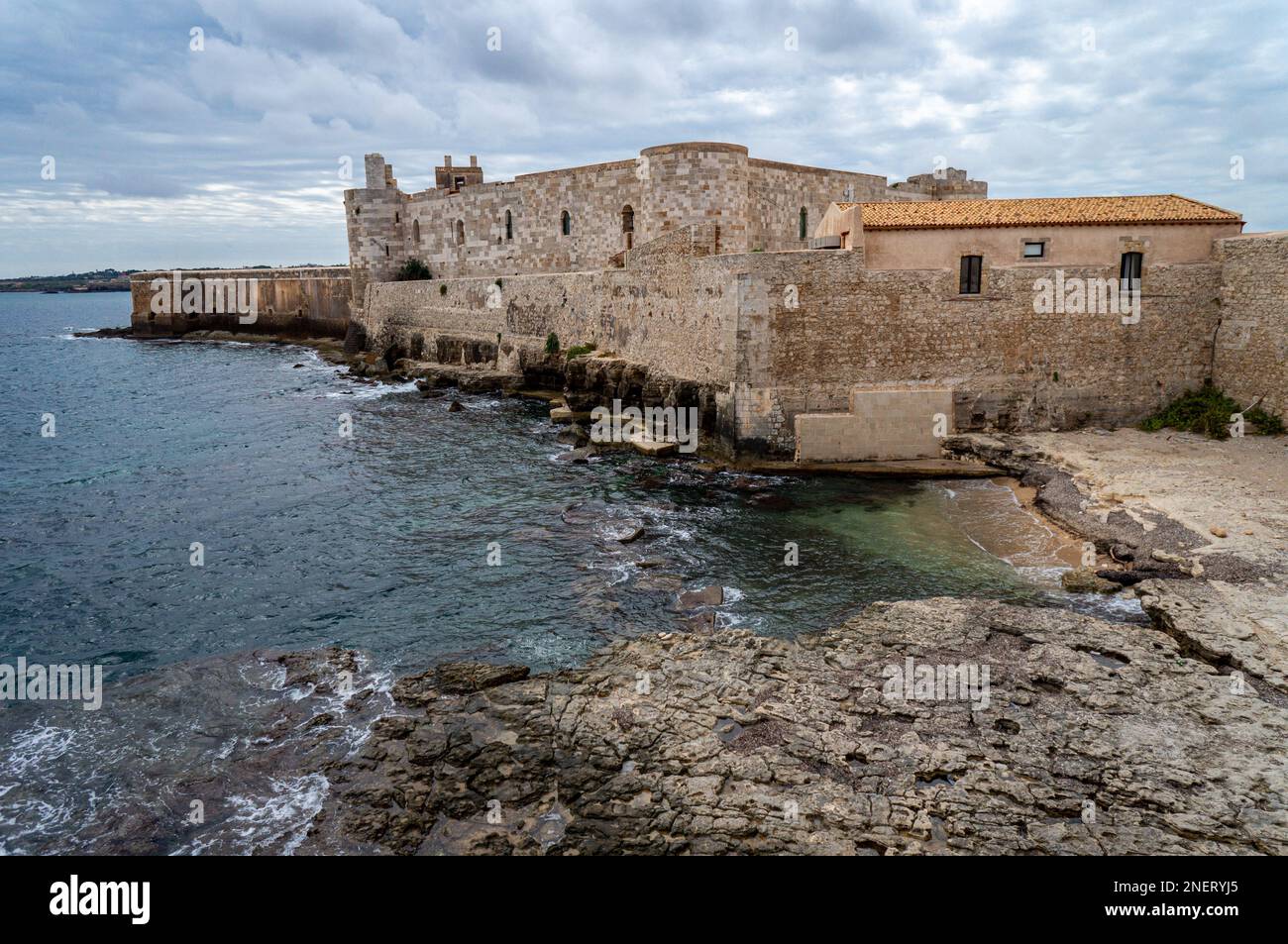 An aerial view of Italian masonry style architecture in the historic ...