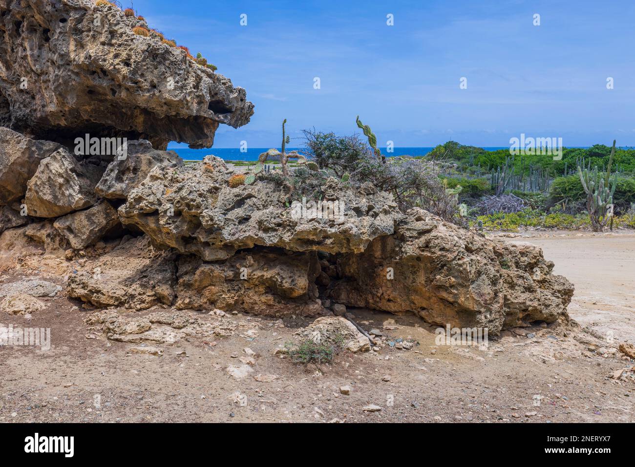Beautiful view of rocks in national park against backdrop of Caribbean ...