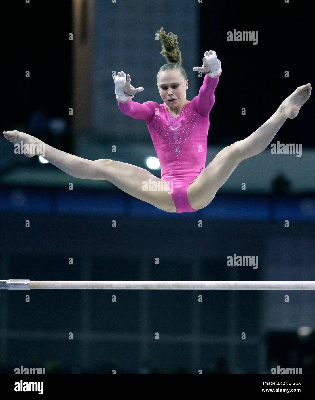 Rebecca Bross of the U.S. in action on the uneven bars during the World ...