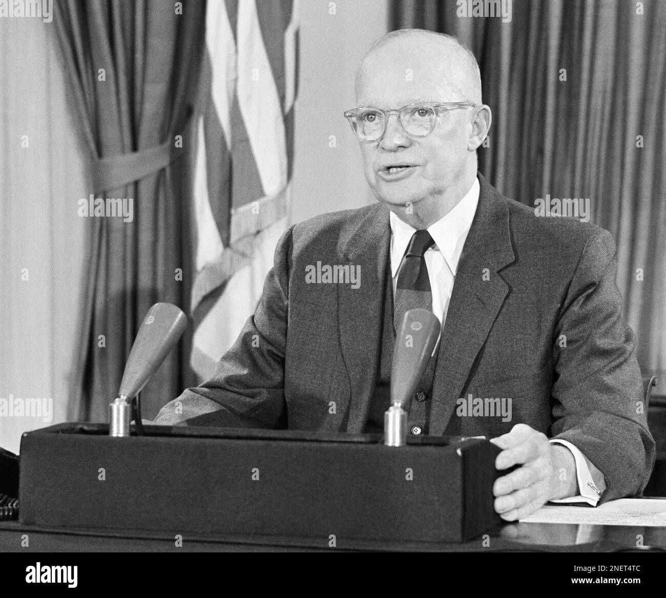 U.S. President Dwight D. Eisenhower makes his farewell address to the ...