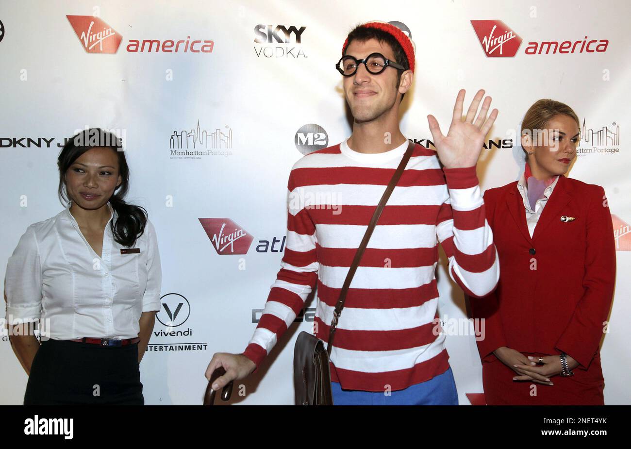 A model dressed up as the Waldo character from the "Where's Waldo ...