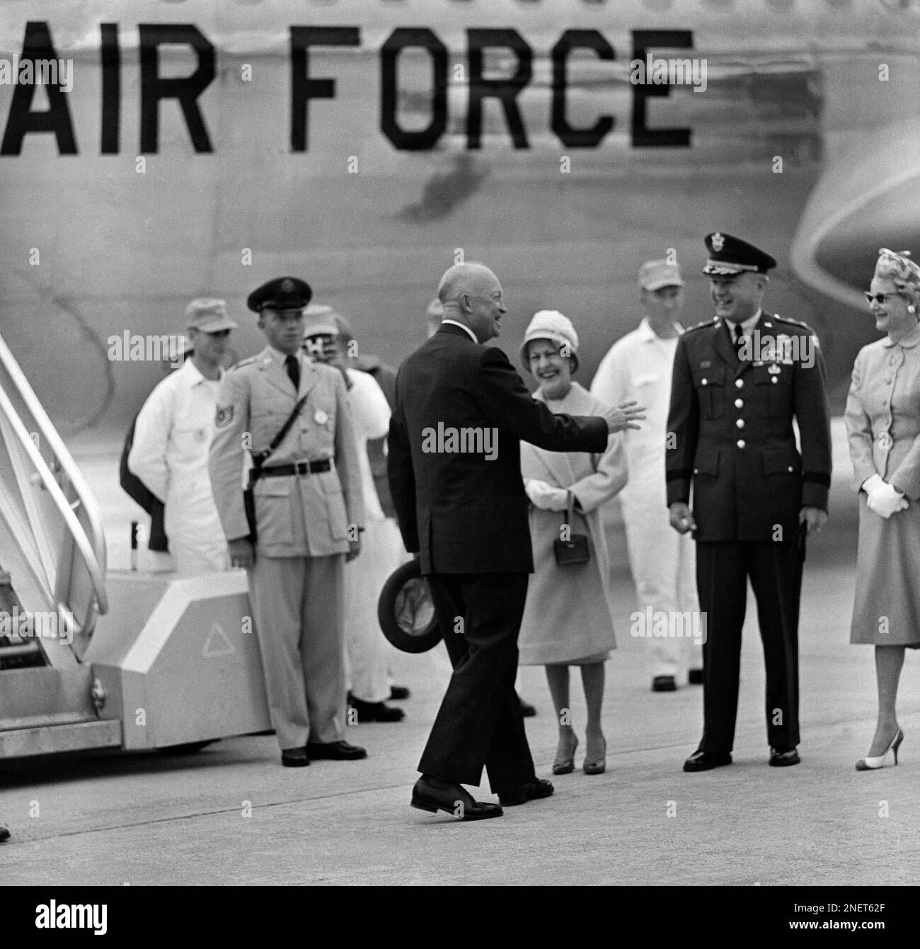 President Dwight D. Eisenhower turns to say goodbye to Maj. Gen. J.H ...