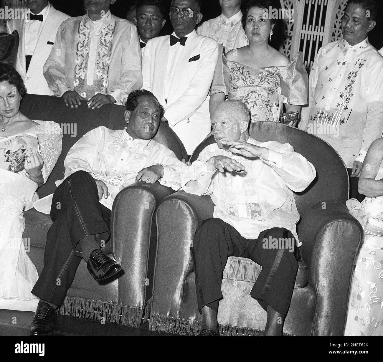 President Dwight D. Eisenhower holds an animated conversation with ...