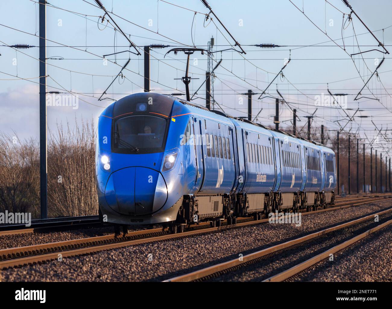 Open access operator Firstgroup Lumo class 803 electric train on the 4 ...