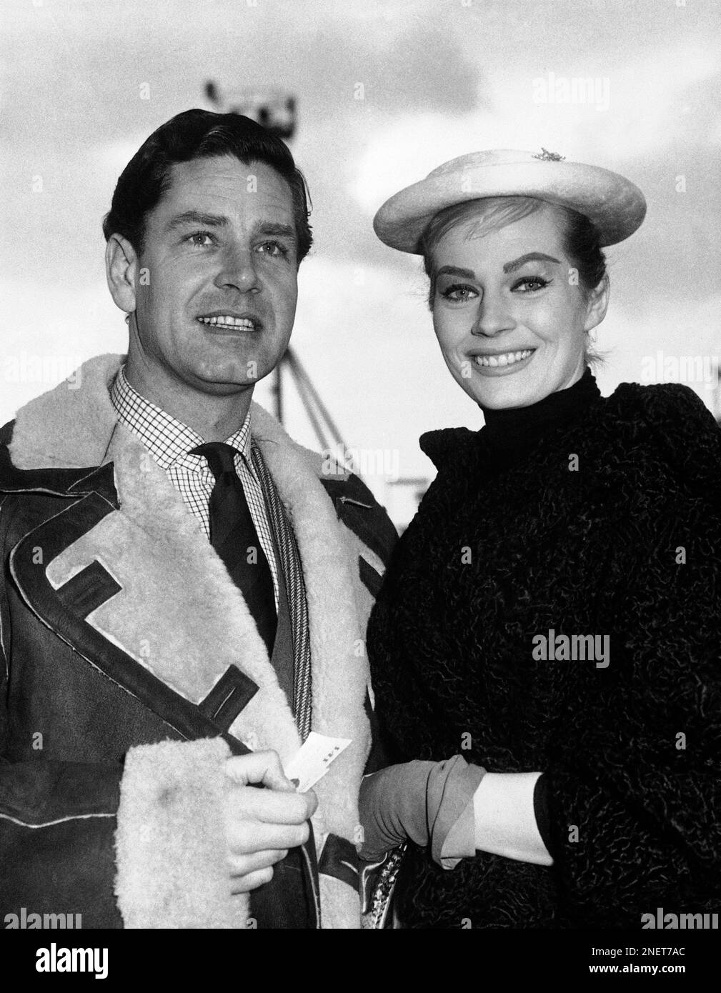 Swedish Actress Anita Ekberg And British Actor Tony Steel Stand Arm in swedish-actress-anita-ekberg-and-british-actor-tony-steel-stand-arm-in