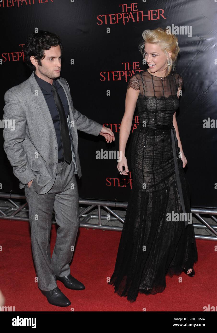 Actor Penn Badgley and actress Amber Heard attend the premiere of 'The ...