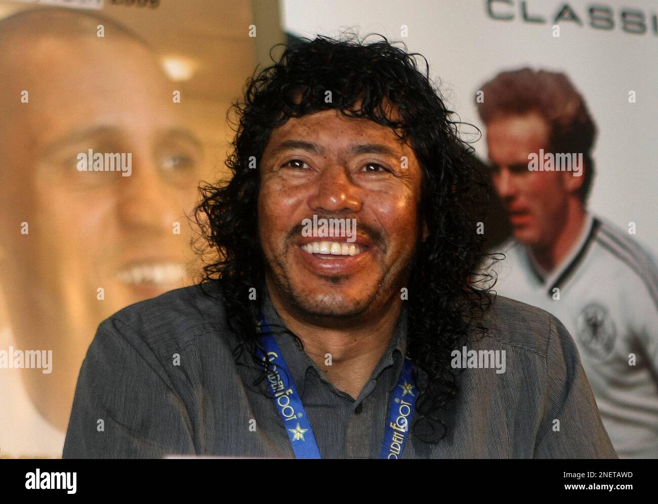 Former Colombian football goalkeeper Rene Higuita is seen during a ...