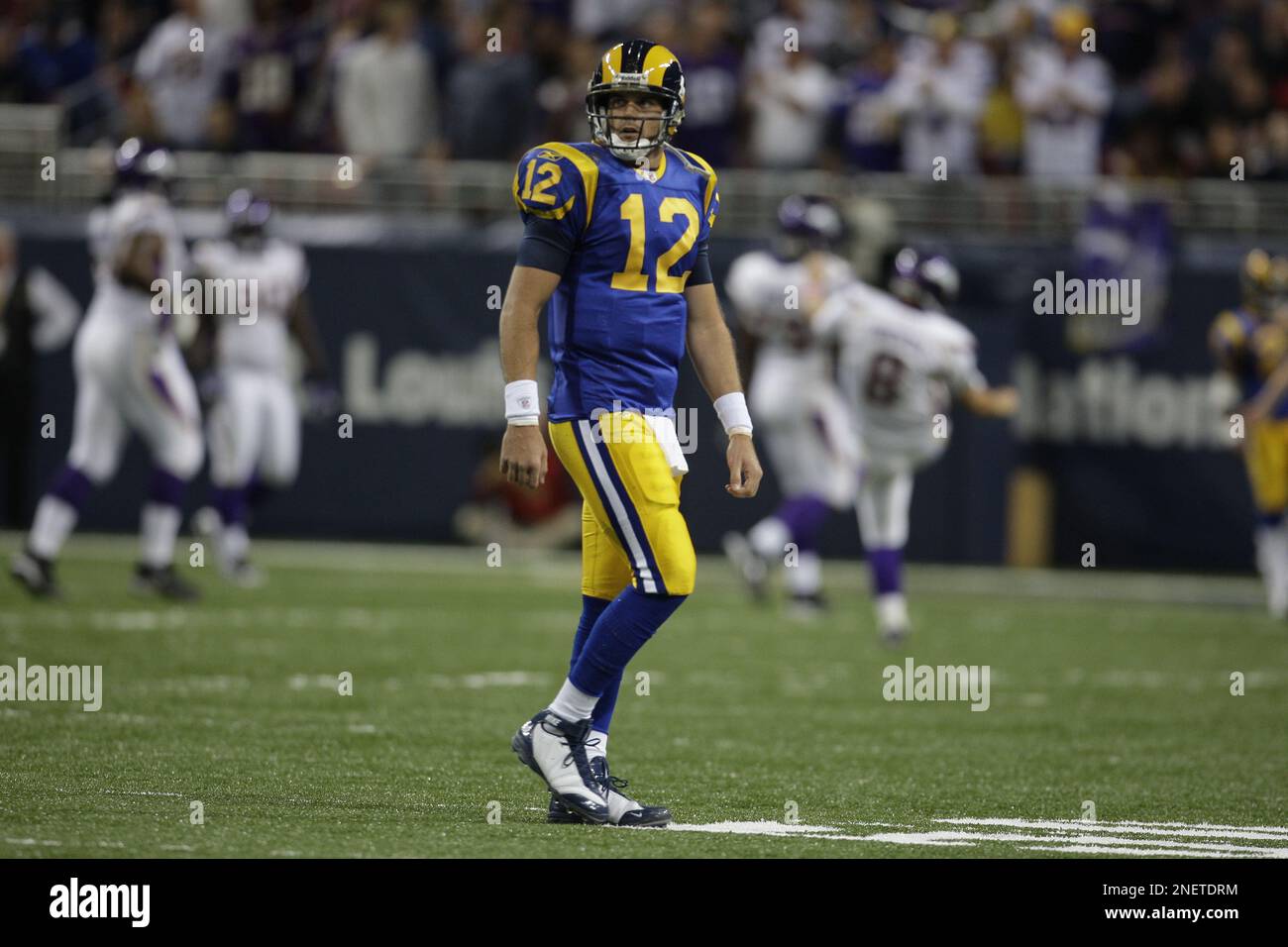 St. Louis Rams quarterback Kyle Boller (12) reacts after a fumble ...