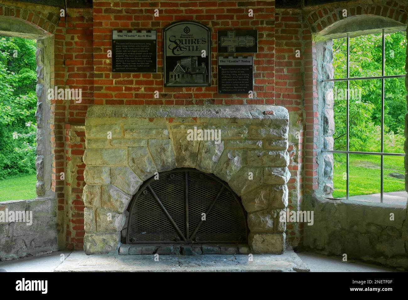 The stone fireplace is all that remains of the library in Squire's ...