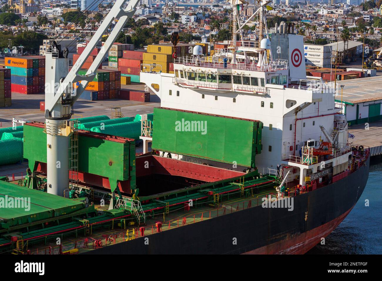 Cargo ship, Port of Mazatlan, Sinaloa State, Mexico Stock Photo - Alamy
