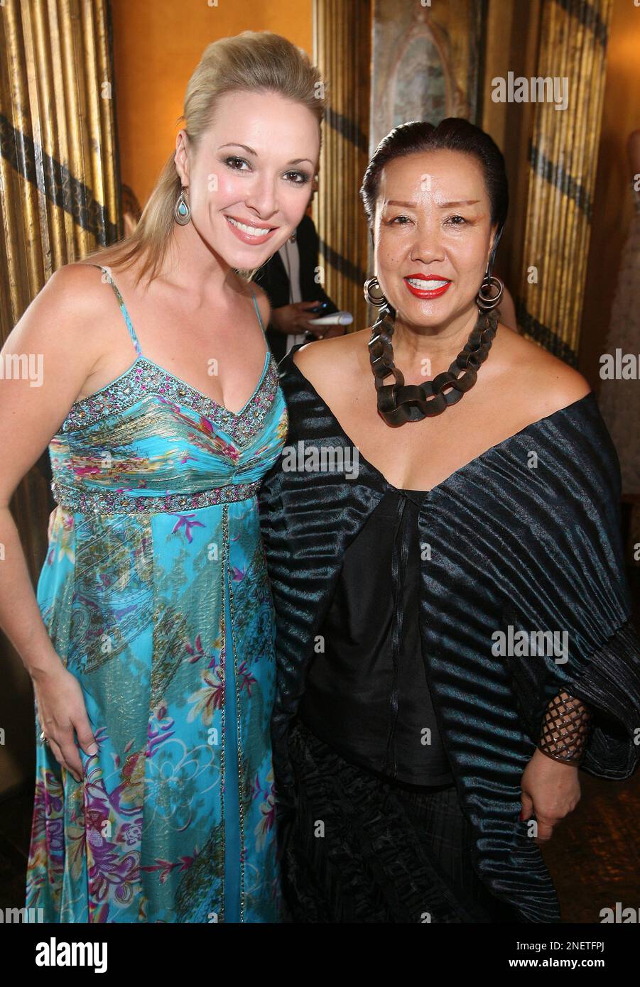 Katie Cook (L) and Sue Wong (R) attend the Sue Wong Spring 2010 Preview ...
