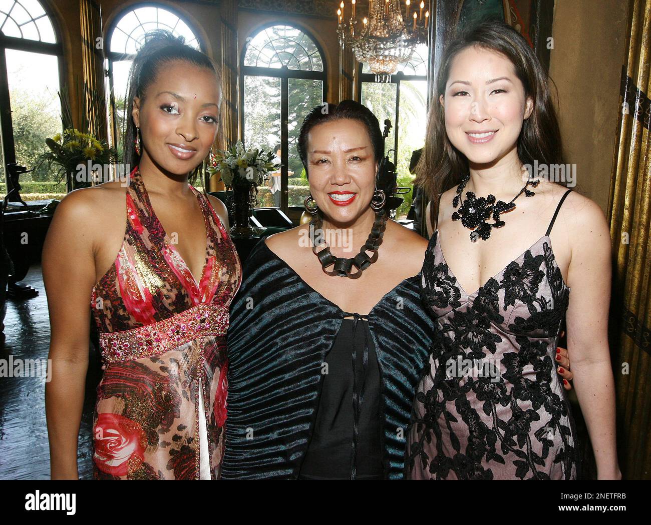 (L to R) Jennia Fredrique, Sue Wong and Serena Yang attend the Sue Wong ...