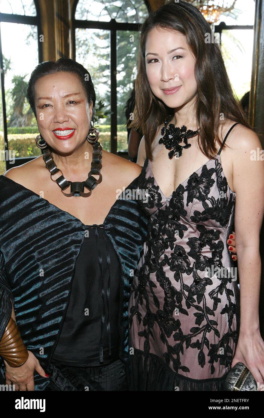 Sue Wong (L) and Serena Yang (R) attend the Sue Wong Spring 2010 ...