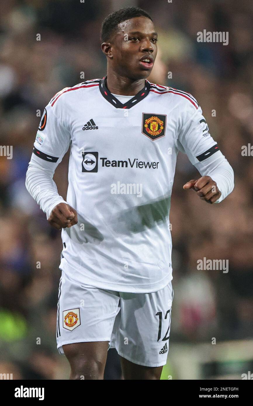 Tyrell Malacia #12 of Manchester United during the UEFA Europa League ...
