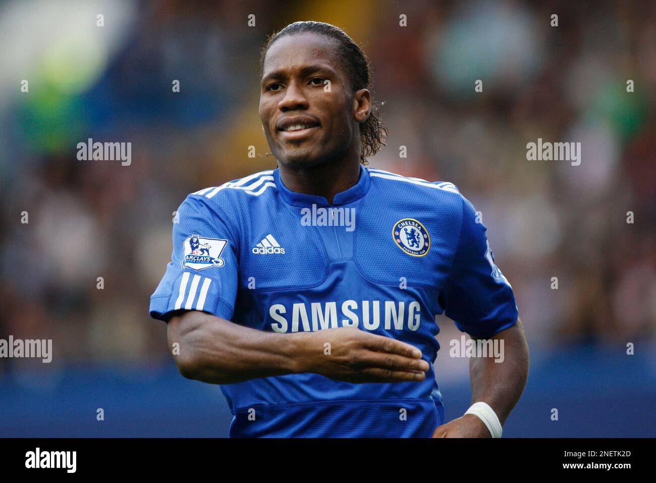 Chelsea's Didier Drogba reacts as he plays against Liverpool during ...