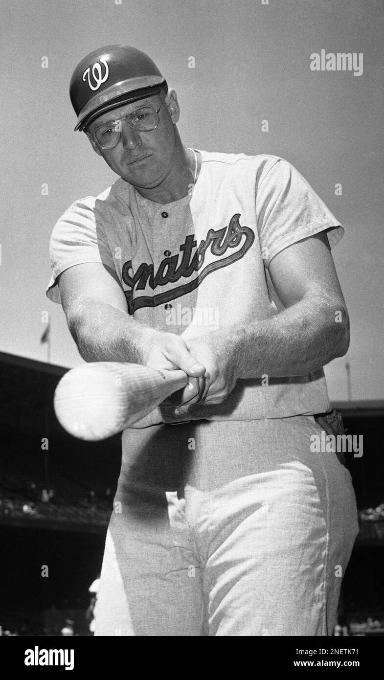 Slugger Frank Howard of Washington Senators working out before game ...