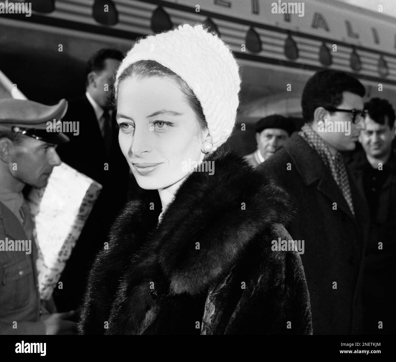 French actress Capucine, pictured at her arrival from Paris at Rome’s ...