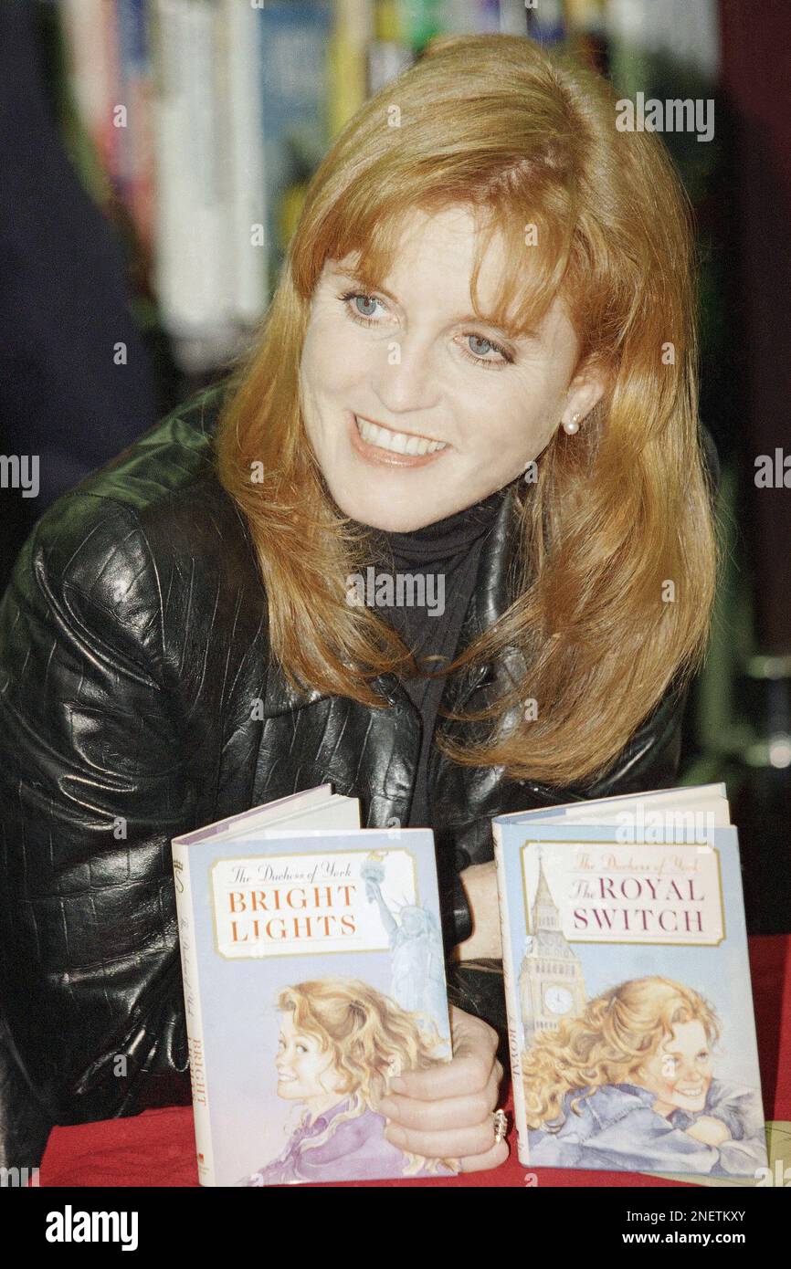 Sarah Ferguson, Duchess of York, poses with two of her children’s books ...